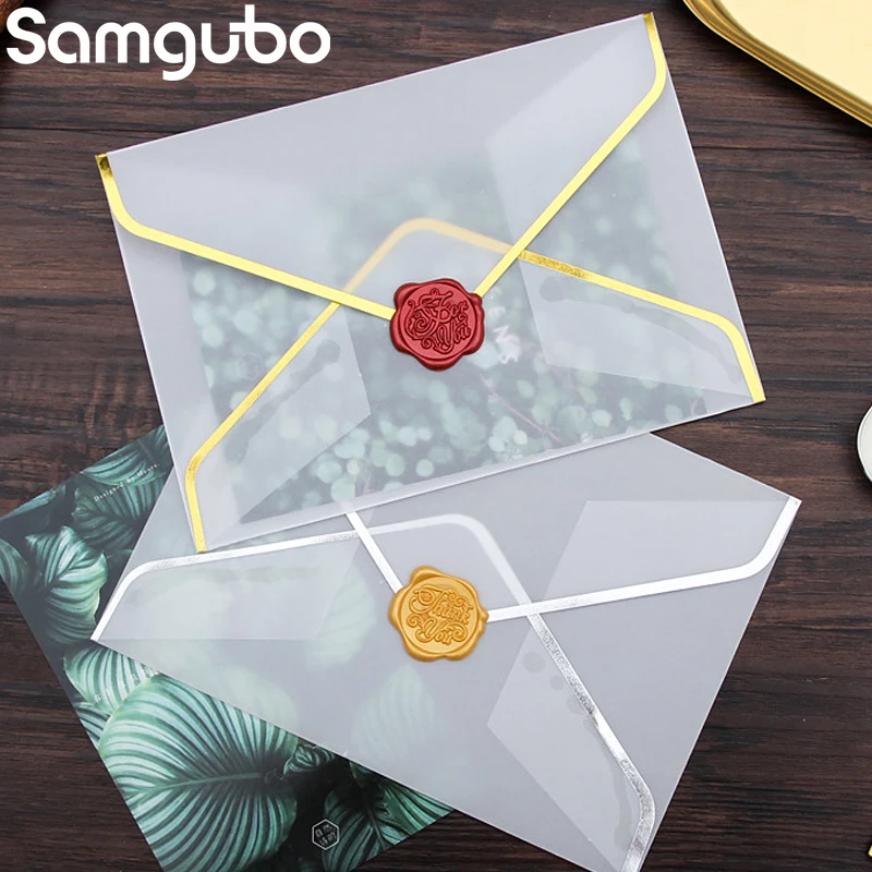 10pcs-lot-Gold-Stamping-Edge-Envelopes-Translucent-Transparent-Vintage ...