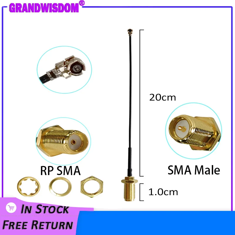 Extension-Cord-U-FL-IPX-to-RP-SMA-male-Connector-Antenna-IOT-RF-Pigtail ...
