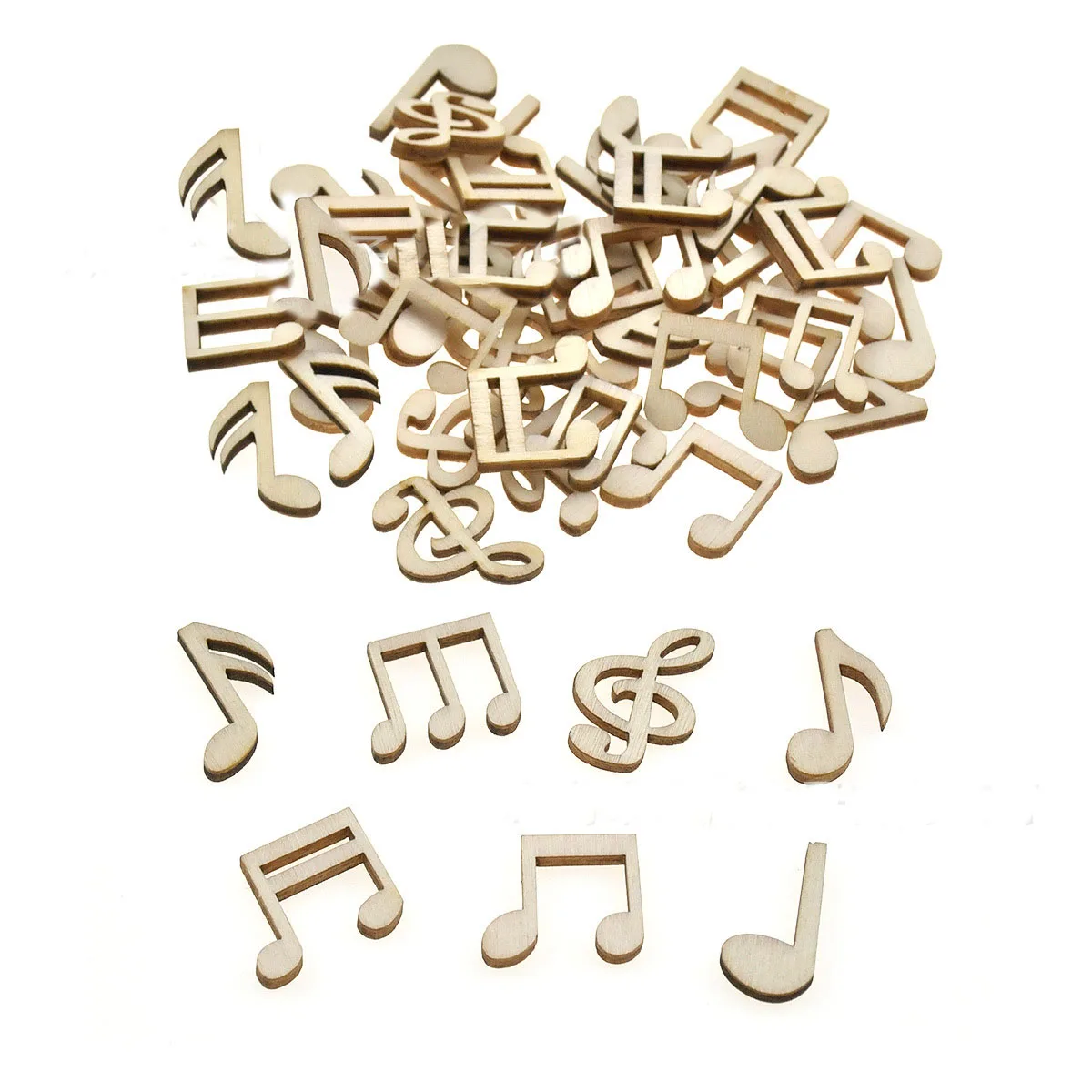 100 unids/paquete de notas musicales de madera bonitas, artesanías ...