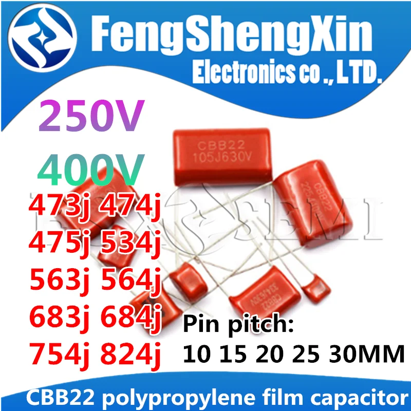 10pcs CBB22 CBB21 polypropylene film capacitor 250V 400V 0.047UF 0.47UF ...