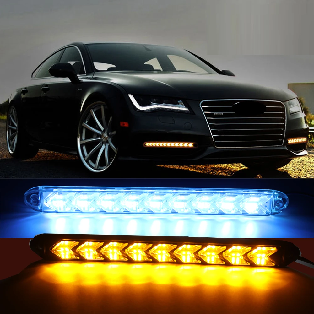 2pcs Lamp Led Drl With Turn Signals For Car Daytime Running Light Strip ...
