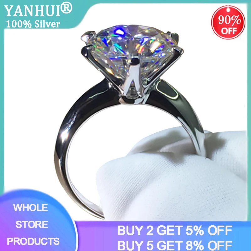 Promotion! With Certificate Silver 925 Ring Real 18K White Gold Pt Ring ...