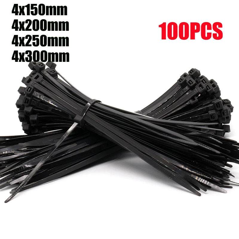 100PC self locking nylon cord with black and white cord tie wire ...