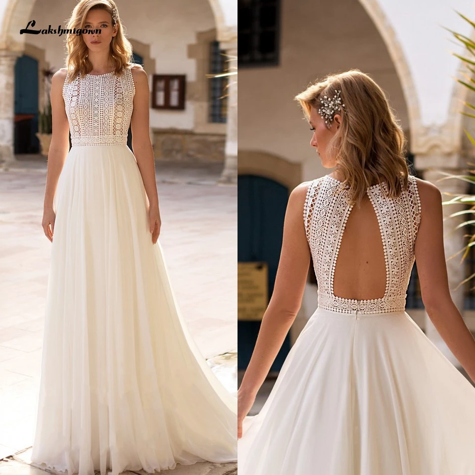 Lakshmigown-Chic-Bridal-Boho-Beach-Wedding-Dress-Sheer-Illusion-Back ...