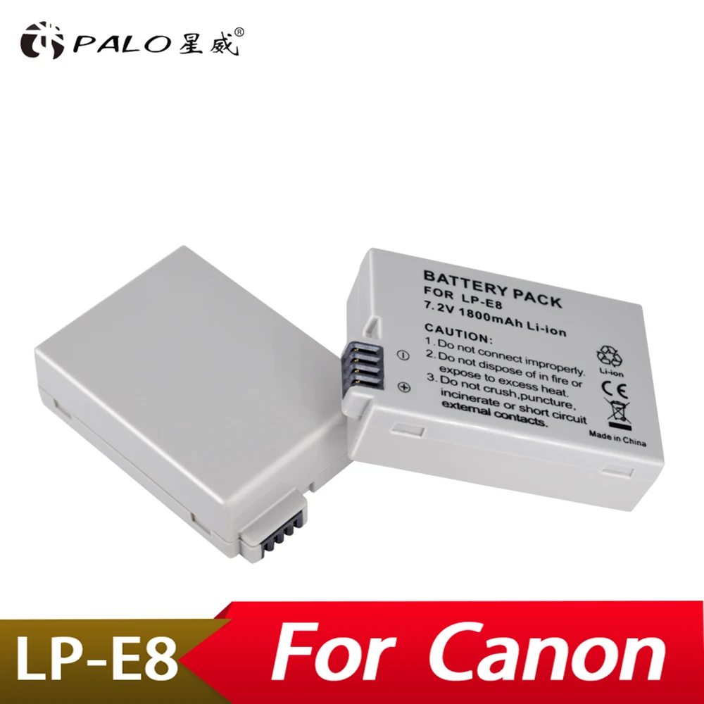 Palo 2pcs Lp-e8 Battery Pack Bateria Lp-e8 Lp E8 For Canon 550d 600d ...