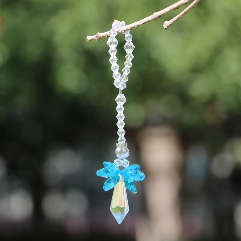 1PCS Lake Blue Handmade Hanging Crystal Angel Suncatcher Feng Shui ...