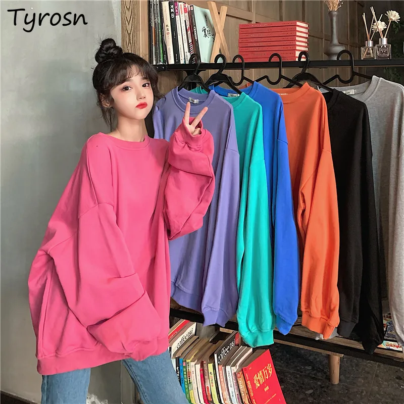 Hoodies-Women-Candy-Colors-Fashion-High-Street-Solid-Sweet-O-neck ...