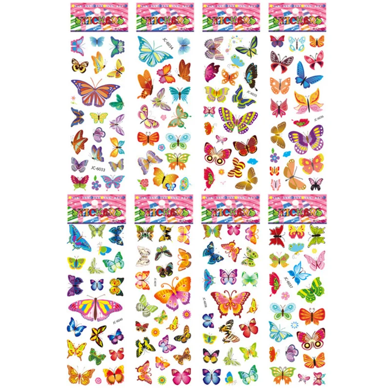 8-Sheets-set-Waterproof-3D-Cartoon-Butterfly-Pattern-Stickers-Kids-DIY ...