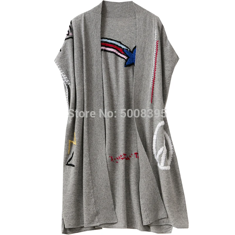 7-soir-GRIS-INDIANA-BIS-CACHEMIRE-PONCHO-CARDIGAN-CR-NE-toiles-Brod-es ...