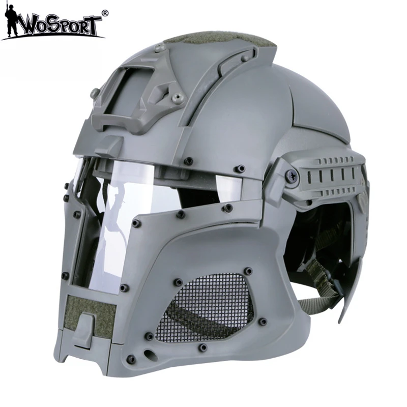 Tactical Helmet Tracer Airsoft Full Face Adjustable Size With Visor ...