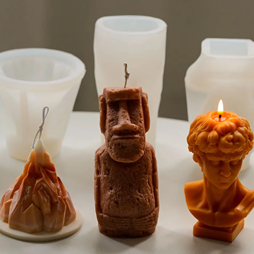 Molde de silicona para fabricación de jabón, estatua de piedra 3D Moai ...