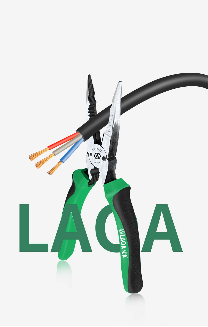 LAOA Multi Pliers Wire Stripper 0.7-4.0mm range 8 Inch Cr-V Crimping ...
