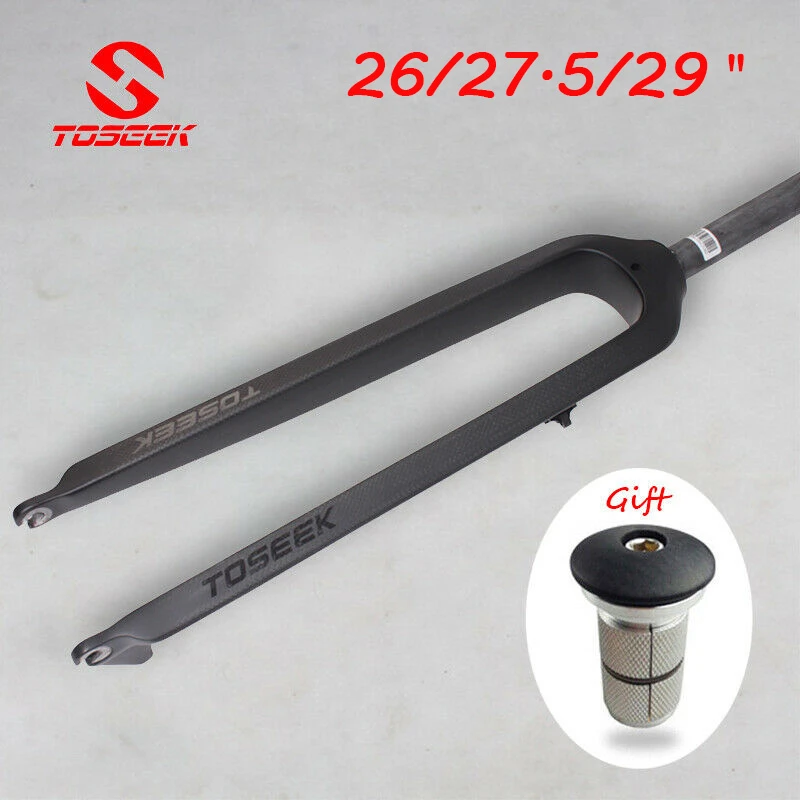 TOSEEK Carbon Fiber MTB Fork Mountain Bike Rigid Straight Disc Brake 26 ...