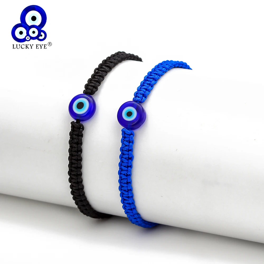 Lucky Eye Rope Braided Bracelet Blue Black Color Chain Adjustable Evil ...