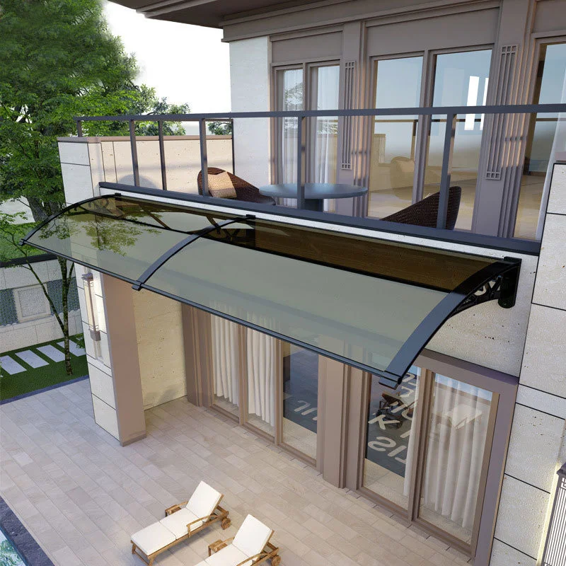 High-Quality-Durable-Rainproof-Window-Door-Awning-Black-Frame-Brown-PC ...