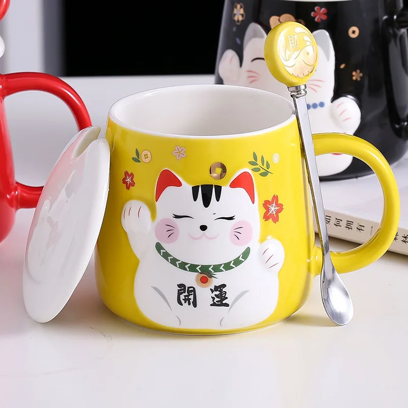 350ML-Creative-Lucky-Cat-Ceramic-Mug-Festive-Style-Tea-Cup-Couple-Milk ...