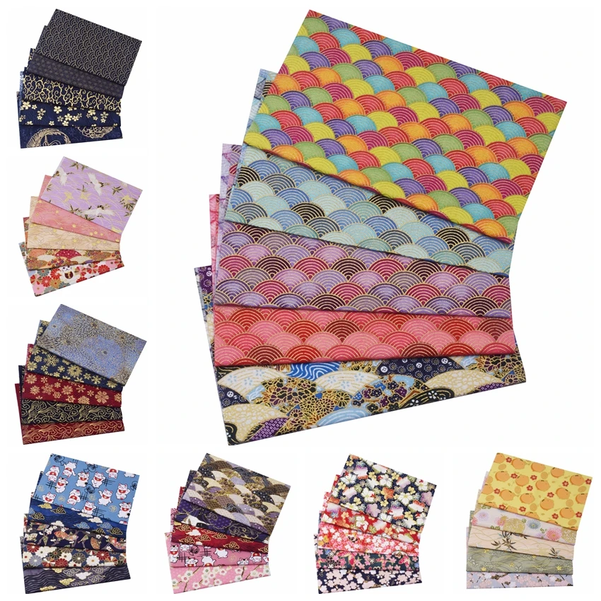 5pcs 25x20cm Japanese Patchwork Fabric,Maple Leaf Cotton Fabric,DIY ...
