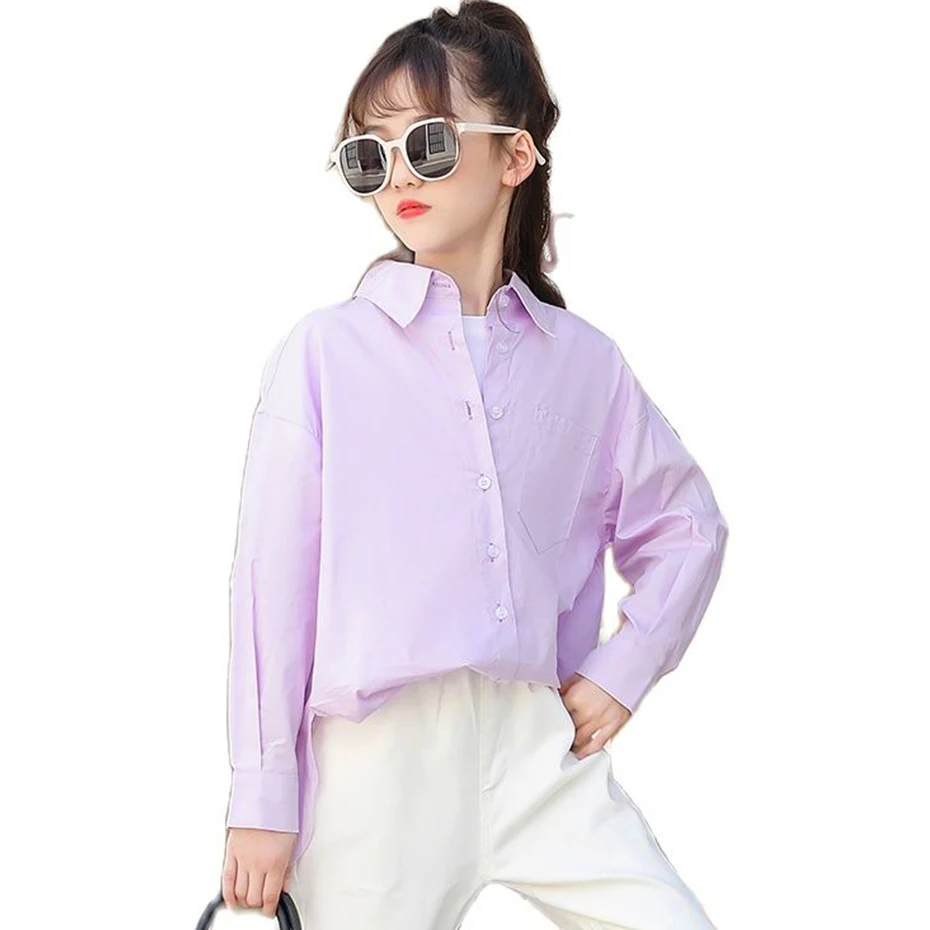 Girls Blouse Solid Color Blouse Girl Casual Style Blouses Children For ...
