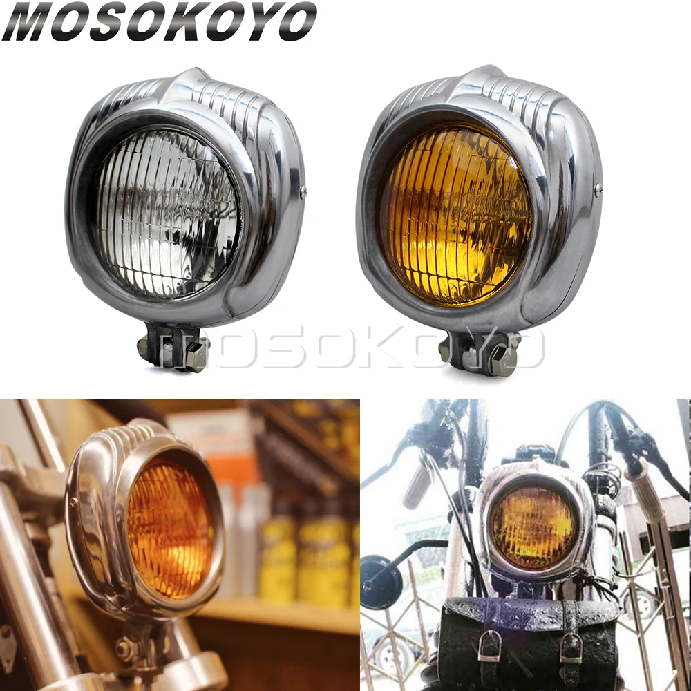 4.5" Square Head Light Motorcycle Sealed Beam Retro Vintage Headlight ...