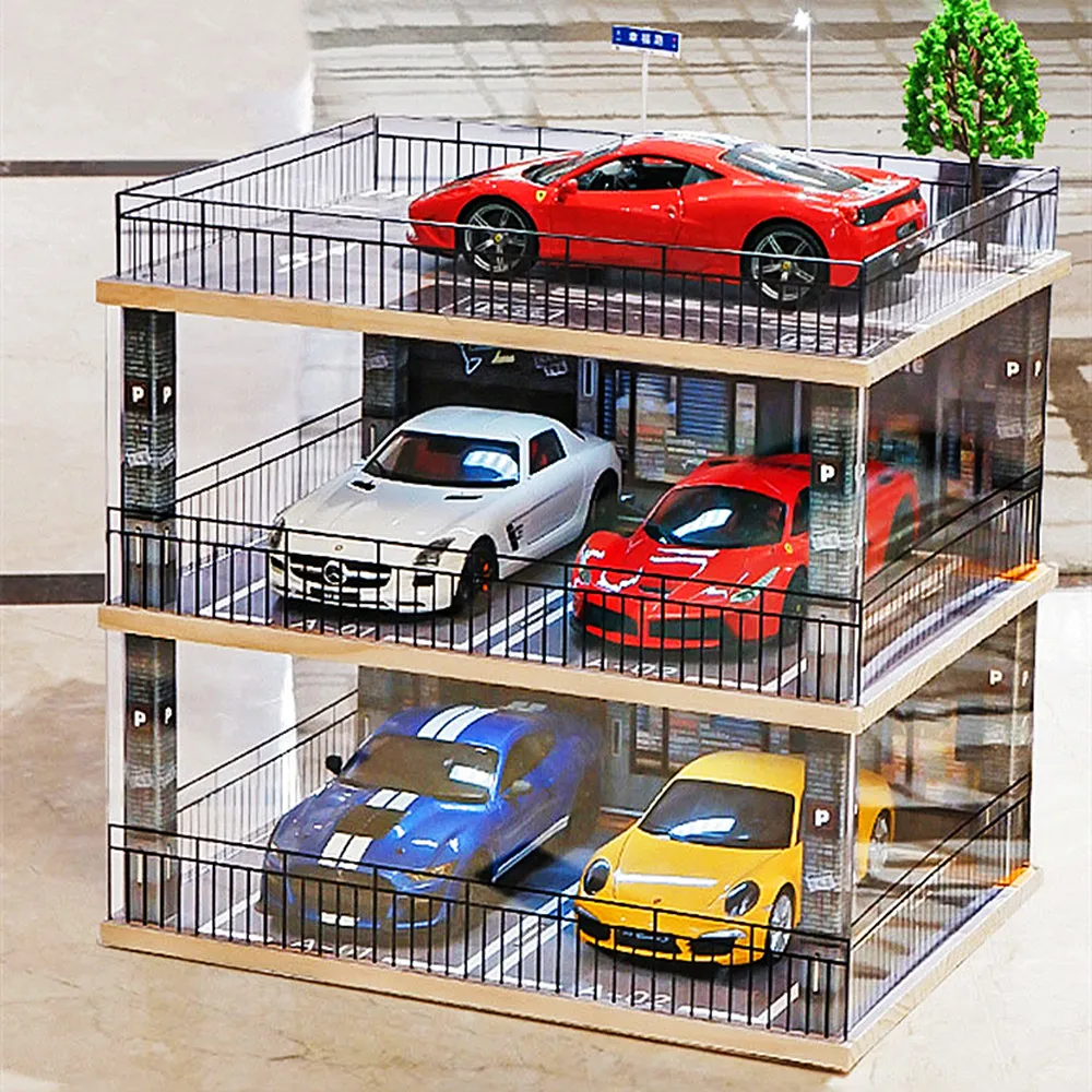 Car-Building-Miniature-Parking-Lot-1-18-Car-Model-Diorama-Led-Light ...
