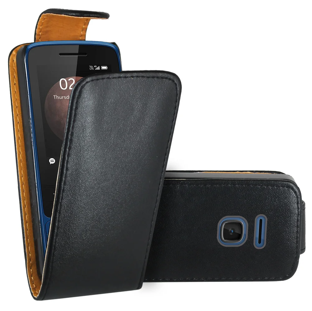 Black Premium Leather Flip Book Case Cover Funda Coque For Nokia 225 4G ...