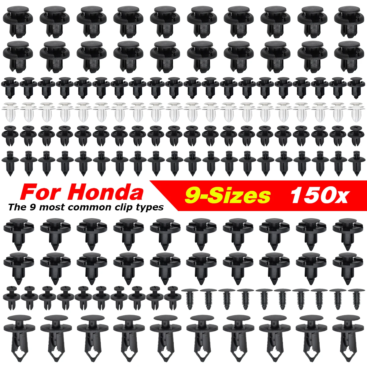 9 Sizes Push Pin Rivets Car Door Trim Panel Clips Bumper Grille Mud ...