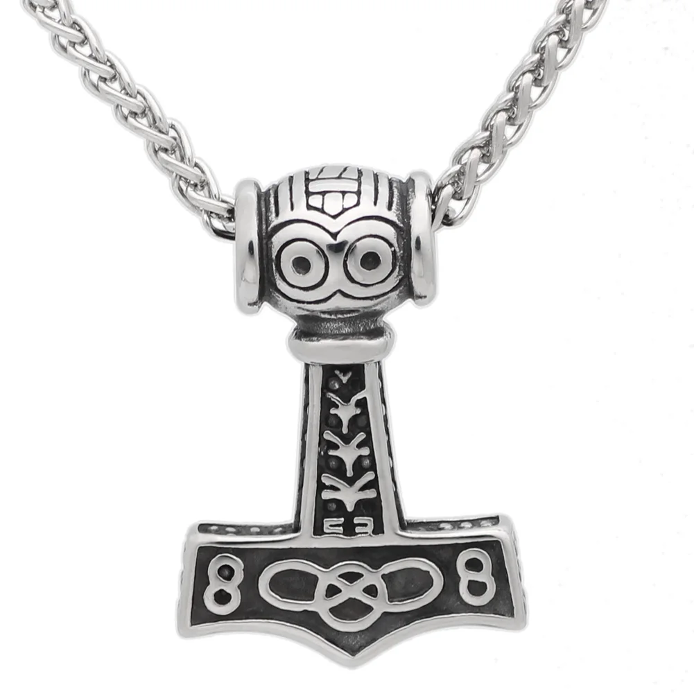 316l Stainless Steel Norse Viking Thor's Hammer Face Amulet Mjolnir ...