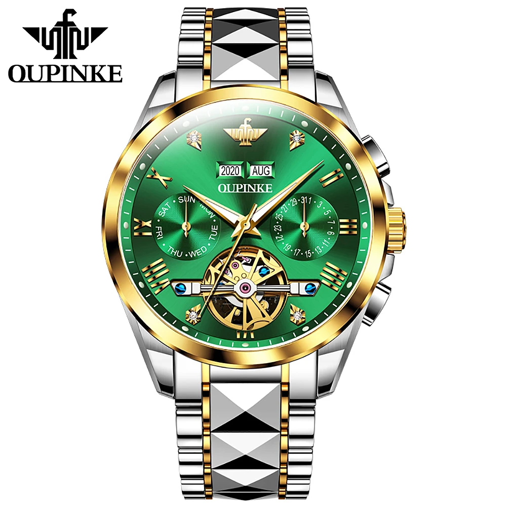 Swiss Brand Oupinke Luxury Automatic Watch Men Sapphire Self Winding Tungsten Steel Sport ...