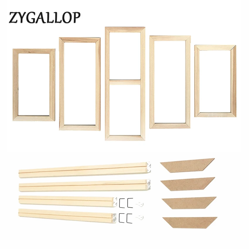 5-Panel-Wood-Frame-Set-for-Canvas-Oil-Painting-Custom-Photo-Poster ...
