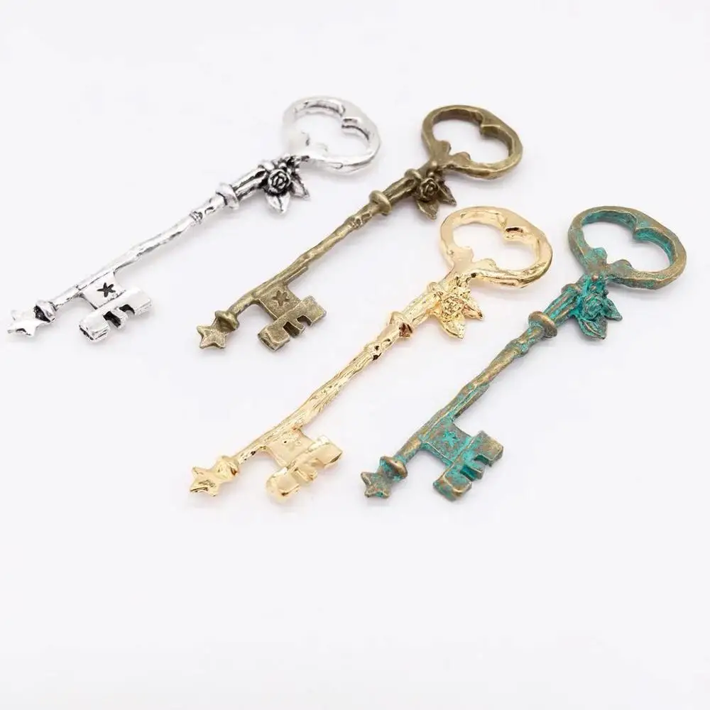 Vintage 6 pcs key charms metal tiny flower Pendants fit DIY bracelet ...
