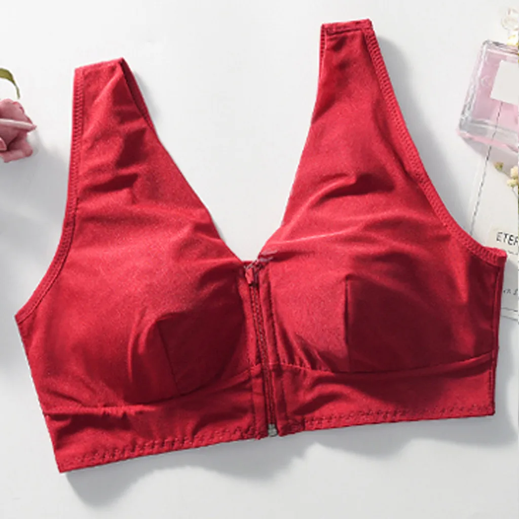 Female Comfortable Bras Front Zipper Sports Bra Without Steel Ring ...