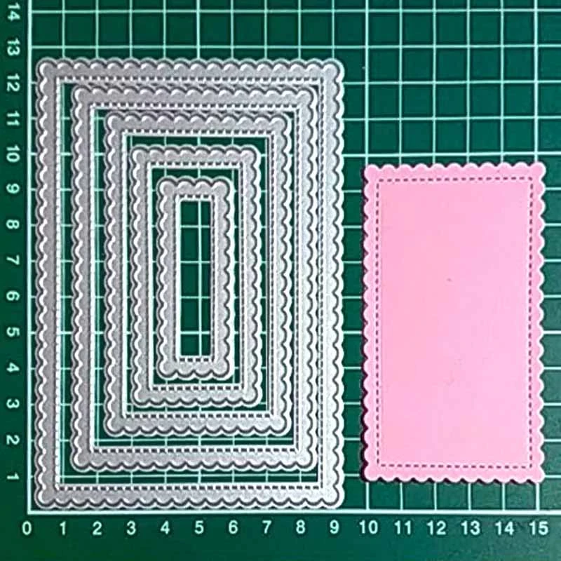 Stitched Rectangle Scallop Frame Metal Cutting Dies Scrapbooking Steel ...