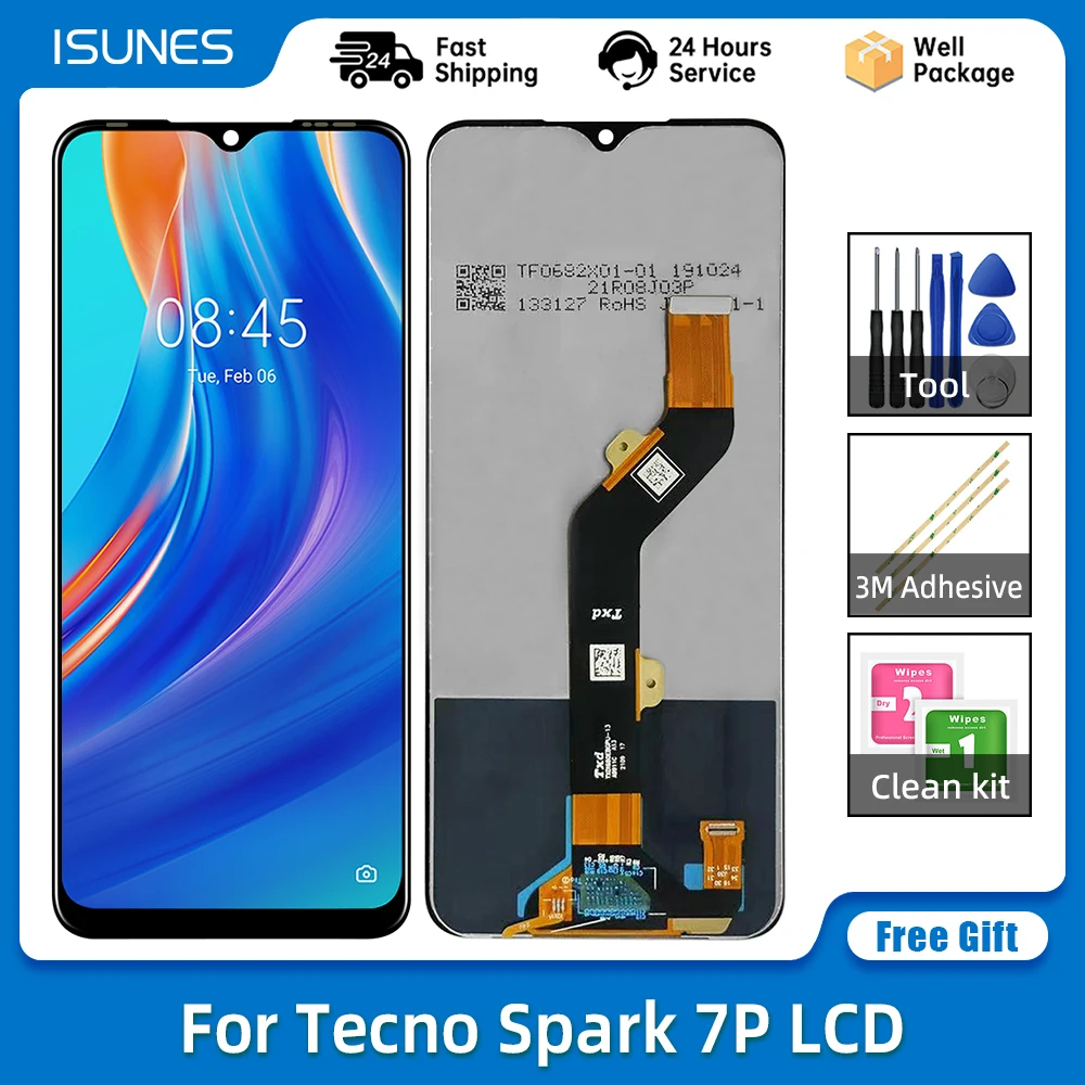 6.8" Original For Tecno Spark 7p Kf7j Lcd Display Touch Screen Digitizer Assembly Brand New ...