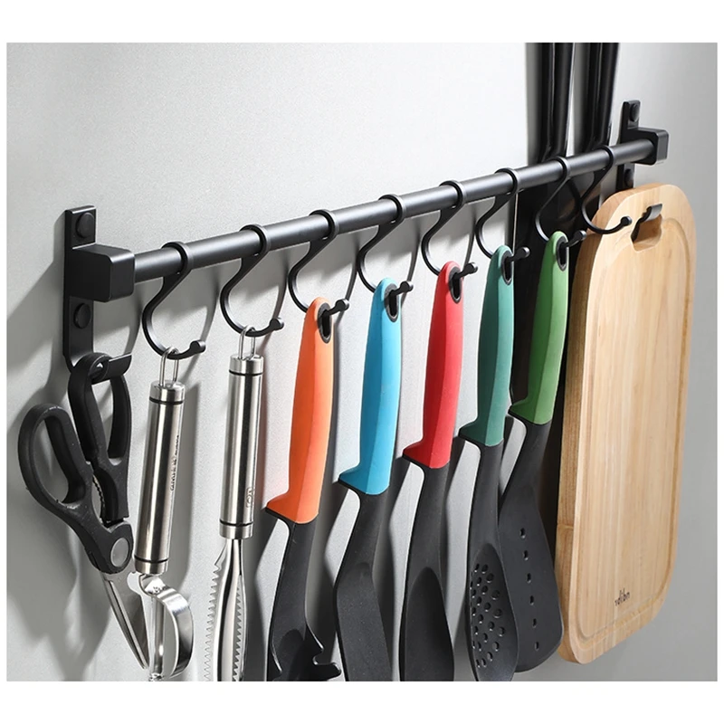 Wall-Mounted-Space-Aluminum-Kitchen-Organizer-Hanging-Rod-Free-Punch ...