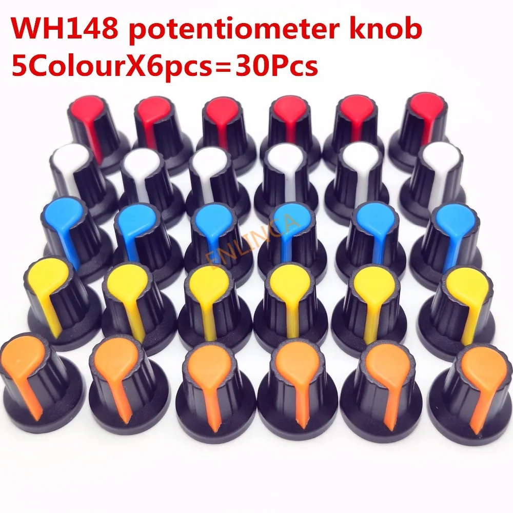 30pcs-5color-WH148-potentiometer-knob-cap-copper-core-15X17mm-6mm-Shaft ...