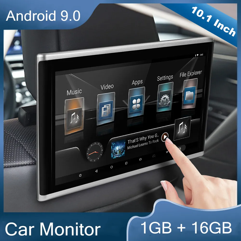 10.1 Inch Car Headrest Monitor Android 9.0 4K HD 1080P Video Player ...