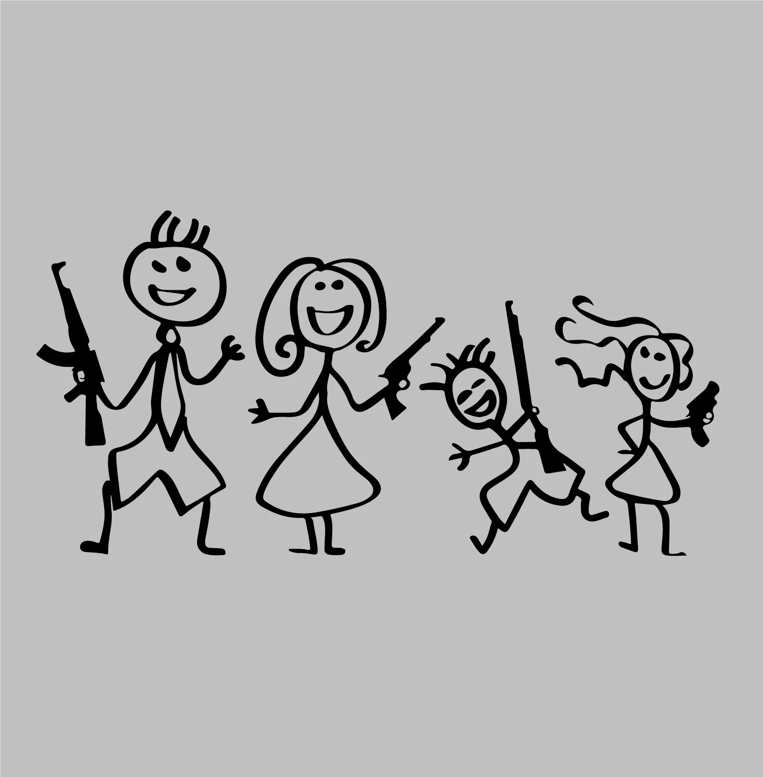 Stick Family With Weapons