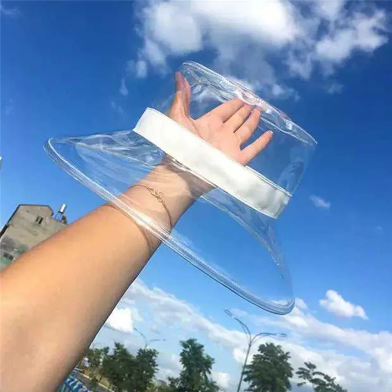New-Fall-Season-Transparent-PVC-Rain-Hat-Foldable-Soft-Waterproof-Wide ...