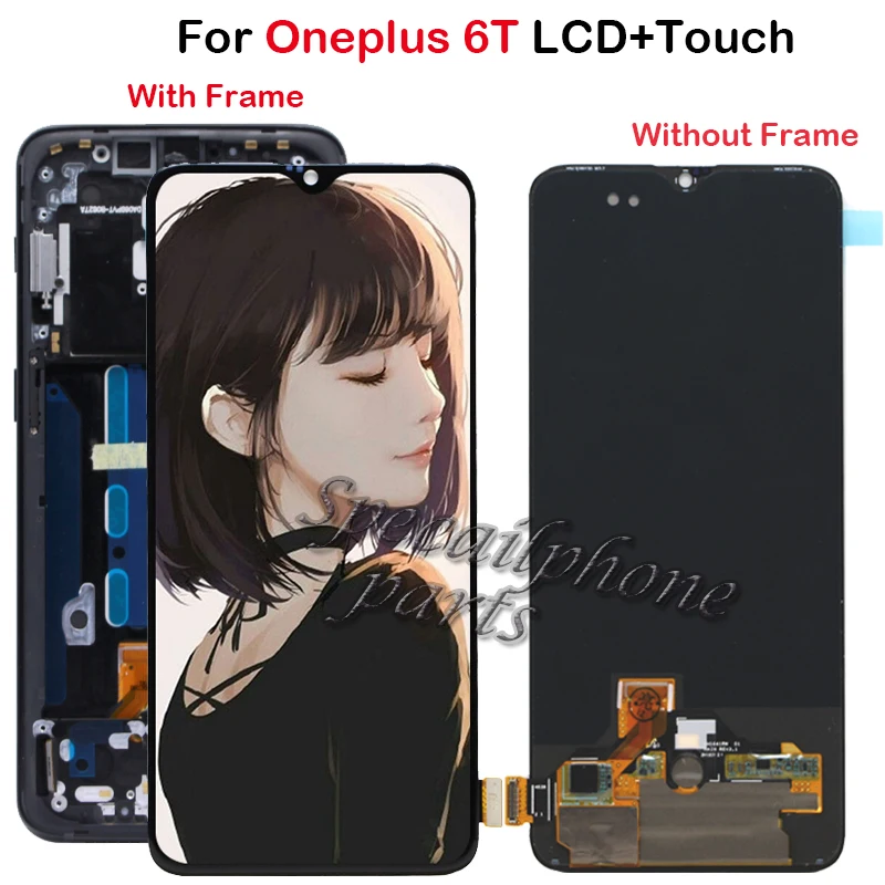 Oneplus 6T LCD 디스플레이 스크린 터치 패널 조립 부품, 100% 테스트 One plus 6T A6010 A6013 ...