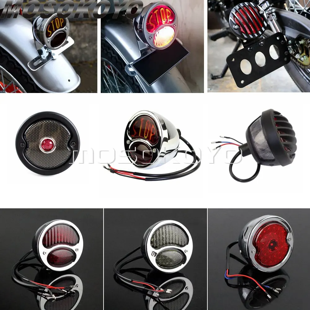 Old School Retro Motorcycle 12v LED Tail Light For Harley Chopper ...