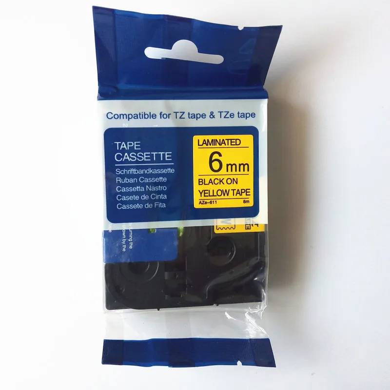 Tz 211 tze 611 mixed laminated tapes 6mmx8m black on white yellow ...