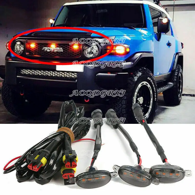 3pcs-For-Toyota-FJ-Cruiser-2007-2020-Raptor-Style-LED-Smoky-Black ...
