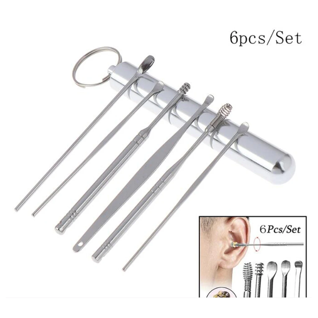 6-Pcs-Ear-Cleaner-Tool-Spiral-Stainless-Steel-Ear-Wax-Removal-Kit-Ear ...