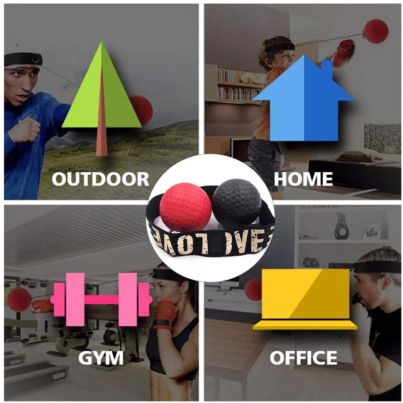 QJ02-boule jaune - Ballon de boxe en PU monté sur la tête, entraînement ...