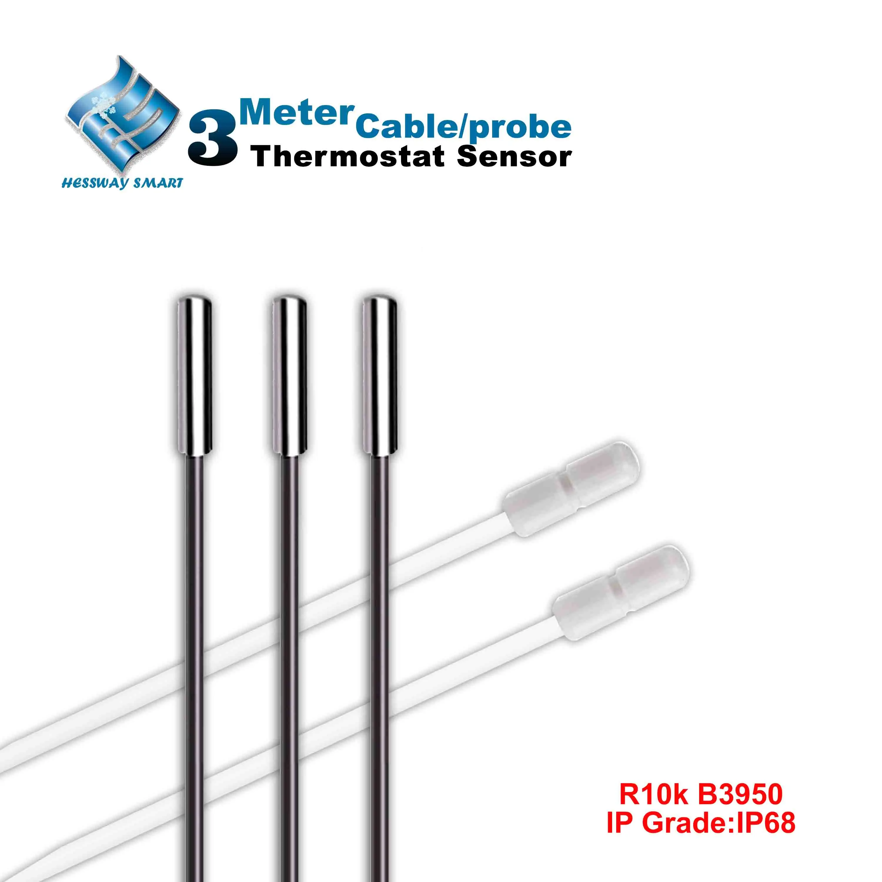 Cable de sonda del Sensor de temperatura IP68 para NTC 10K B = 3950, termostato de calefacción ...