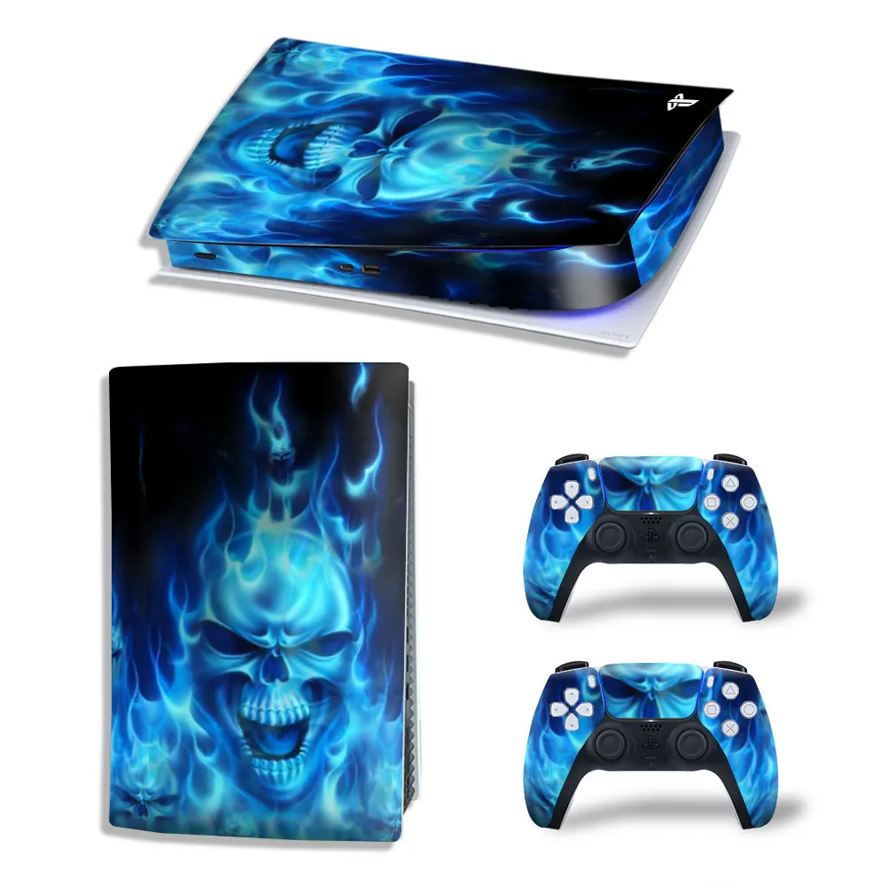 For-PS5-Digital-Edition-Console-and-2-Controllers-Skin-Sticker-Flame ...