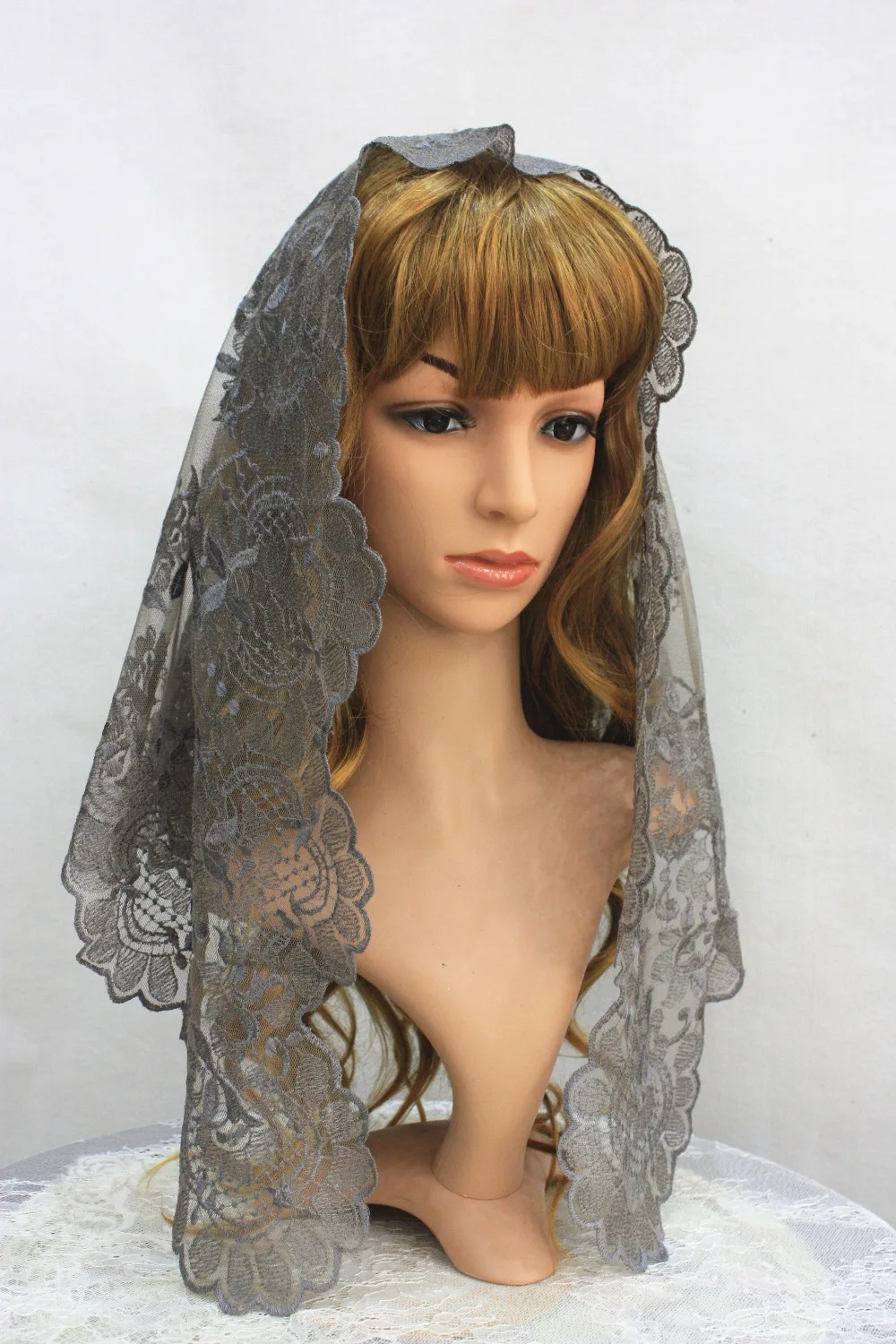 Dark Grey Church Veil Traditional Catholic Veils Religious Head ...