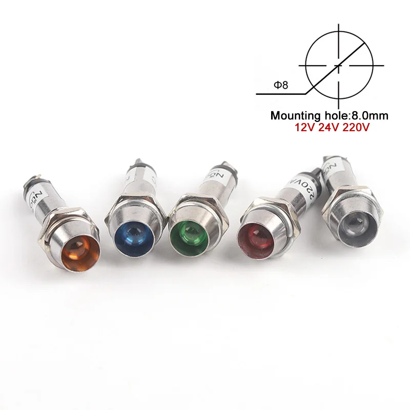 5PCS-XD8-1-Metal-Indicator-lights-8mm-Panel-Power-Signal-lamp-LED-light ...
