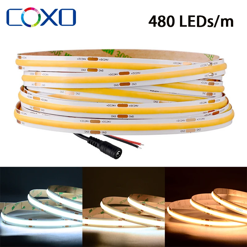 COB LED Strip Light 320 480 LEDs High Density Flexible 16.4ft Led ...