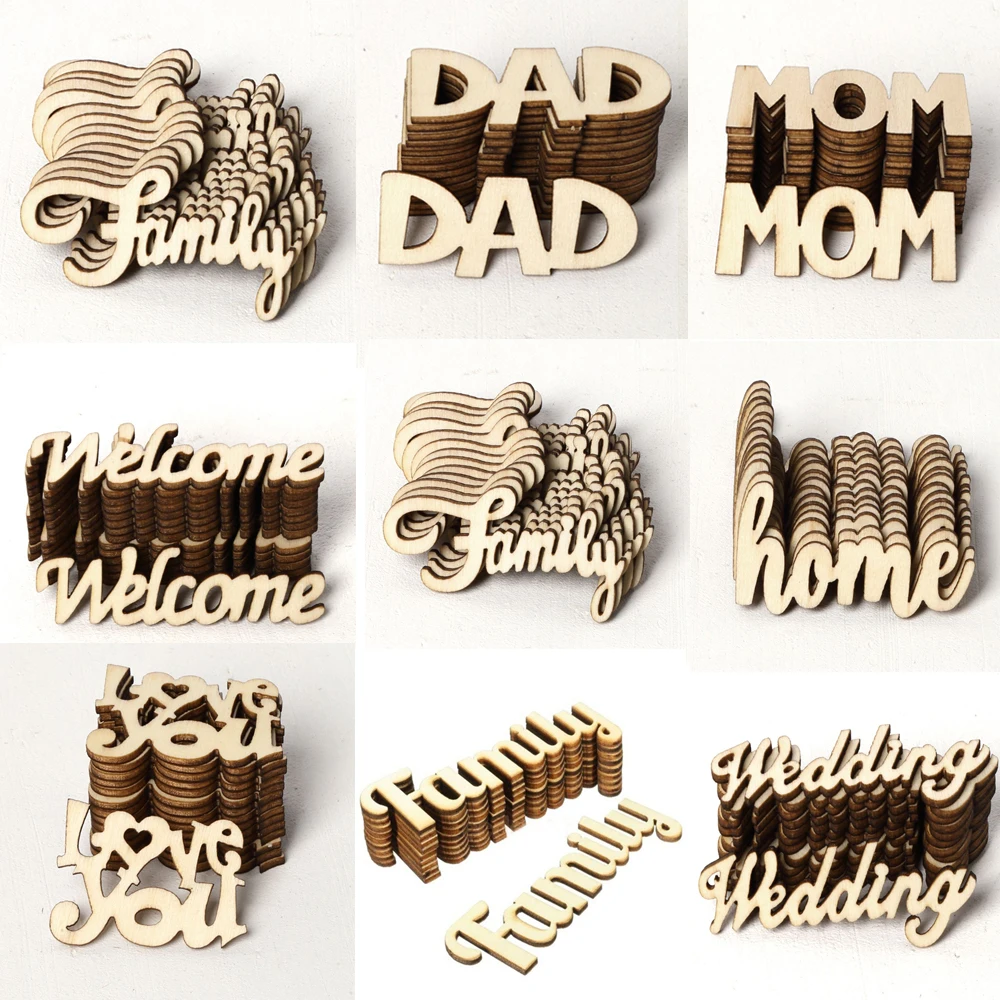 10-Pieces-Wooden-Family-Word-Letters-Alphabet-Script-for-Family-Tree ...